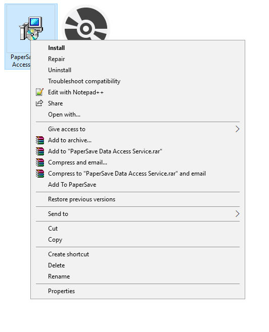 Installing PaperSave Data Access Web Service